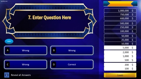 "Who wants to be a Millionaire?" PPT Template with Lifelines
